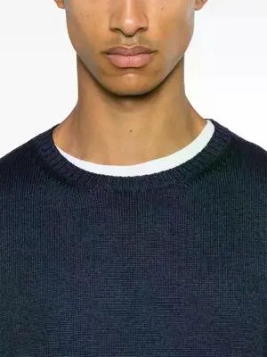 Fedeli Merino Wool Crew-neck Sweater - Blue