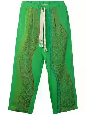 GLASS CYPRESS Curves Silk Trousers