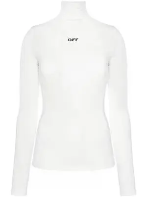 Off-white High Neck Performance Tops For Women
