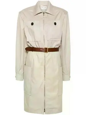 Saint Laurent Saharienne Belted Cotton Dress