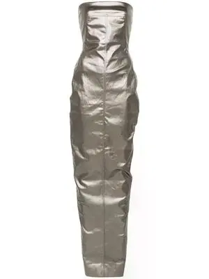 Rick Owens Coated Strapless Bustier Gown - Grey