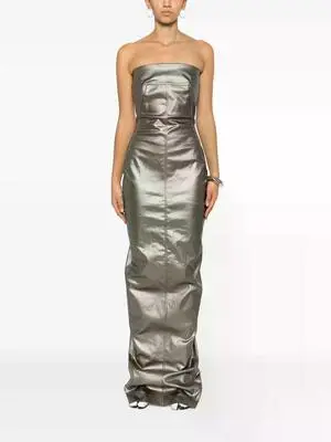 Rick Owens Coated Strapless Bustier Gown - Grey