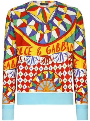 Dolce & Gabbana Geometric-print Silk Jumper - Blue