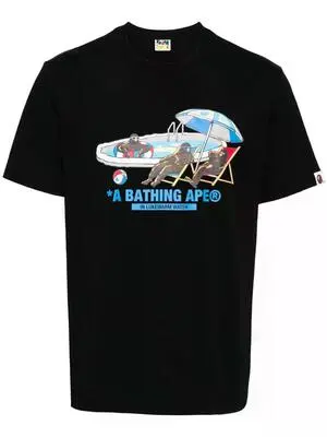 A BATHING APE Graphic Print T-shirt - Black