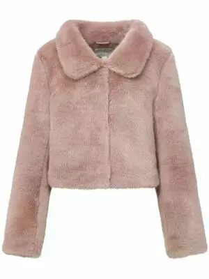 UNREAL FUR Cropped Faux Fur Jacket With Curved Collar