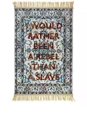 SELETTI Slogan-print Burnt Carpet - Blue