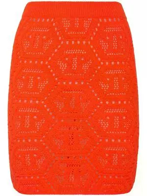 Philipp Plein Monogram Knit Mini Skirt - Orange