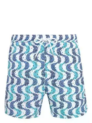 AMIR SLAMA Wave-print Swim Shorts - Blue