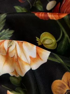La DoubleJ Floral-patterned Scrunchie - Black