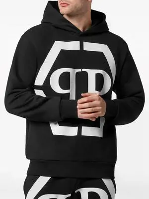 Philipp Plein Logo-print Cotton-blend Hoodie - Black