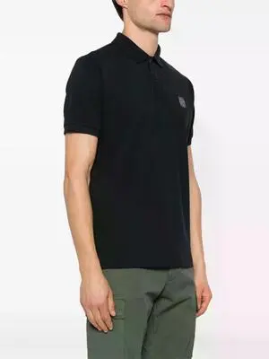 Stone Island Compass-appliqué Polo Shirt - Blue