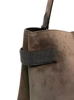 Brunello Cucinelli Suede Tote Bag With Monili Chain Detail