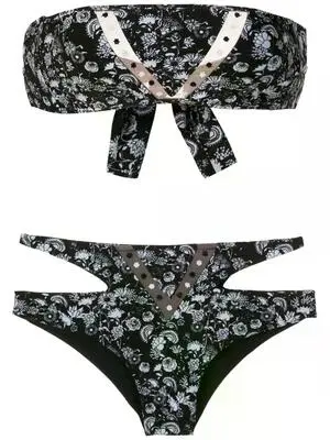AMIR SLAMA Margarida Printed Bikini Set - Black