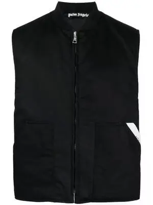 Palm Angels Sartorial-tape Zip-up Gilet - Black