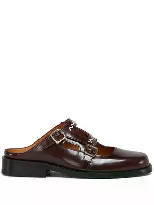 Marni Leather Mule Loafers With Double Buckle Detail - Red