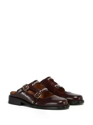 Marni Leather Mule Loafers With Double Buckle Detail - Red