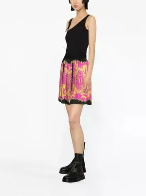 Versace Logo Couture Pleated Miniskirt
