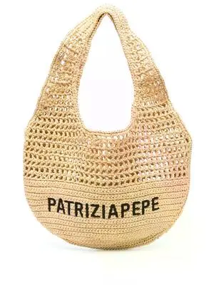 Patrizia Pepe Logo-embroidered Woven Shoulder Bag