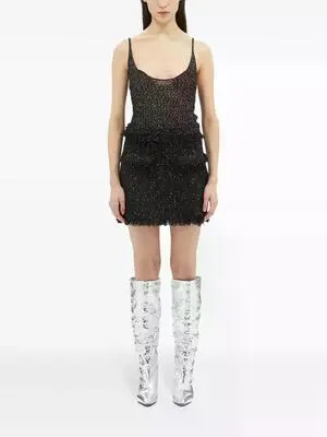 MSGM Frayed-trim Bouclé Miniskirt