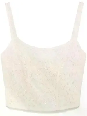 RXQUETTE Floral Lace Cropped Top - Neutrals