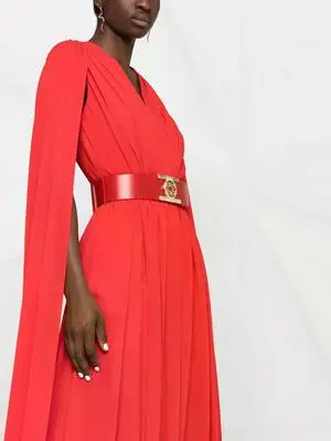 Elie Saab Belted Cape-effect Silk Gown