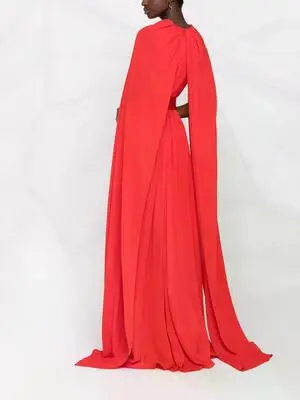 Elie Saab Belted Cape-effect Silk Gown