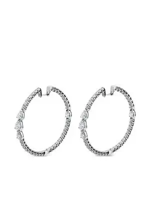 JEWELS AFICIONADO 18kt White Gold Diamond Hoop Earrings - Silver