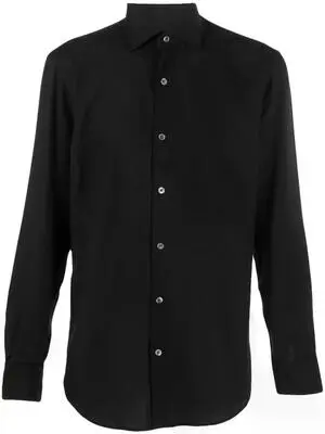 Zegna Spread-collar Cotton-cashmere Shirt - Black