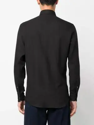 Zegna Spread-collar Cotton-cashmere Shirt - Black
