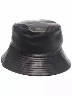 YVES SALOMON Leather Bucket Hat - Black
