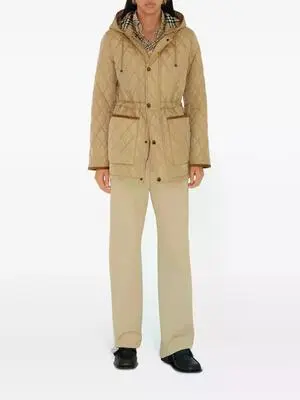Burberry Quilted Parka With Check Lining