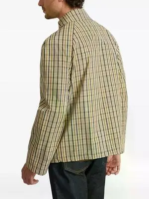 YVES SALOMON Check-pattern Leather-detail Jacket