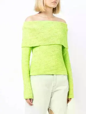 MSGM Off-shoulder Textured Top