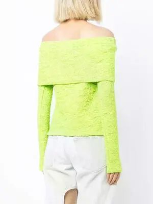 MSGM Off-shoulder Textured Top