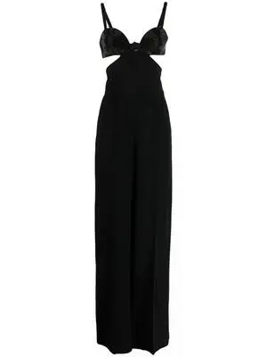 Elie Saab Crystal-embellished Cut-out Jumpsuit - Black