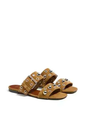 Valentino Garavani Suede Slide Sandals With Stud Embellishments