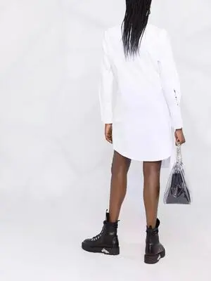 Off-White Popeline Asymmetric Shirt Dress