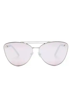 Versace Tubular Greca Cat-eye Sunglasses - Silver