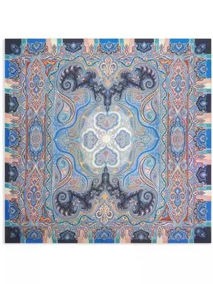 Etro Paisley-print Cashmere-blend Scarf - Blue