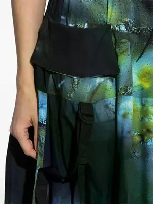 Y3 Printed Maxi Skirt With Handkerchief Hem