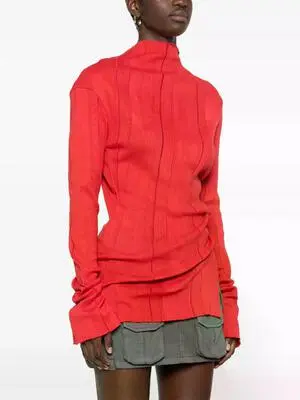 JADE CROPPER Slit-detail Knitted Top