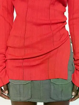 JADE CROPPER Slit-detail Knitted Top