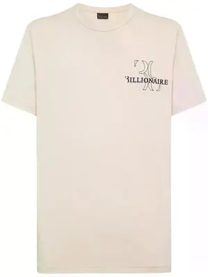 BILLIONAIRE Logo-embroidered Cotton T-shirt - Neutrals