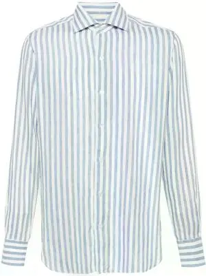 BARBA NAPOLI Spread-collar Striped Shirt