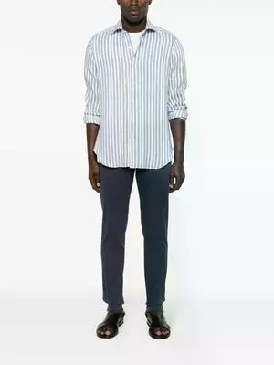 BARBA NAPOLI Spread-collar Striped Shirt