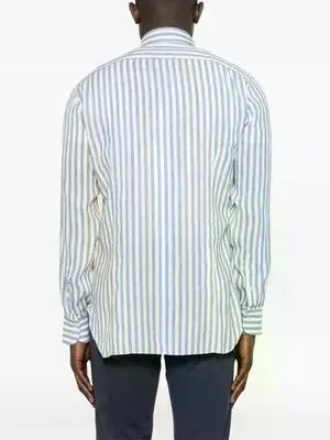 BARBA NAPOLI Spread-collar Striped Shirt