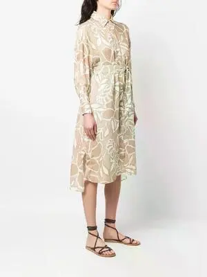 XACUS Graphic-print Asymmetric Linen Dress