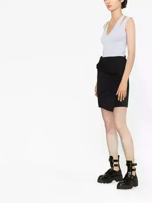 Alexander McQueen Asymmetric Wool Miniskirt - Black