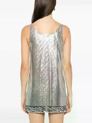 Rabanne Metallic Mesh Tank Top - Silver