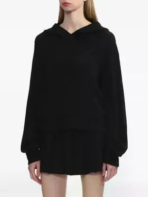 Palm Angels Curved Logo Knitted Hoodie